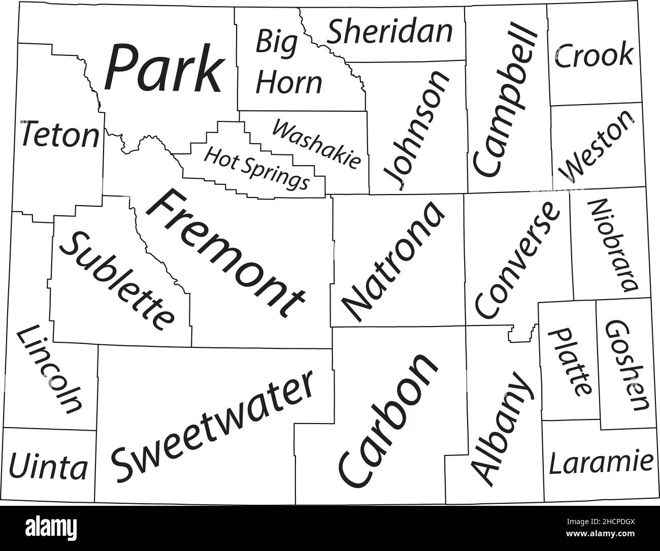 Wyoming map Black and White Stock Photos & Images - Alamy