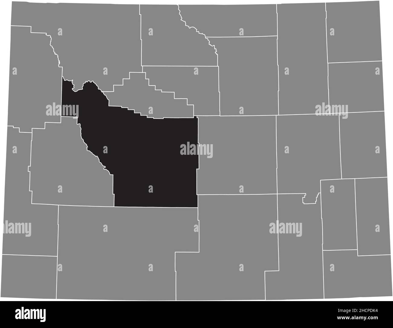 Black highlighted location map of the Fremont County inside gray ...