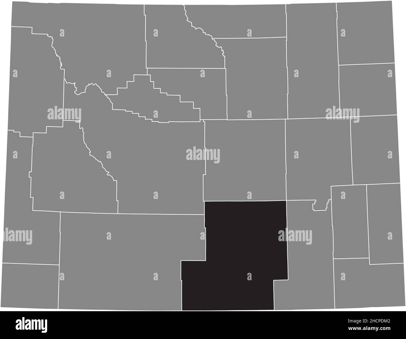 Black highlighted location map of the Carbon County inside gray ...