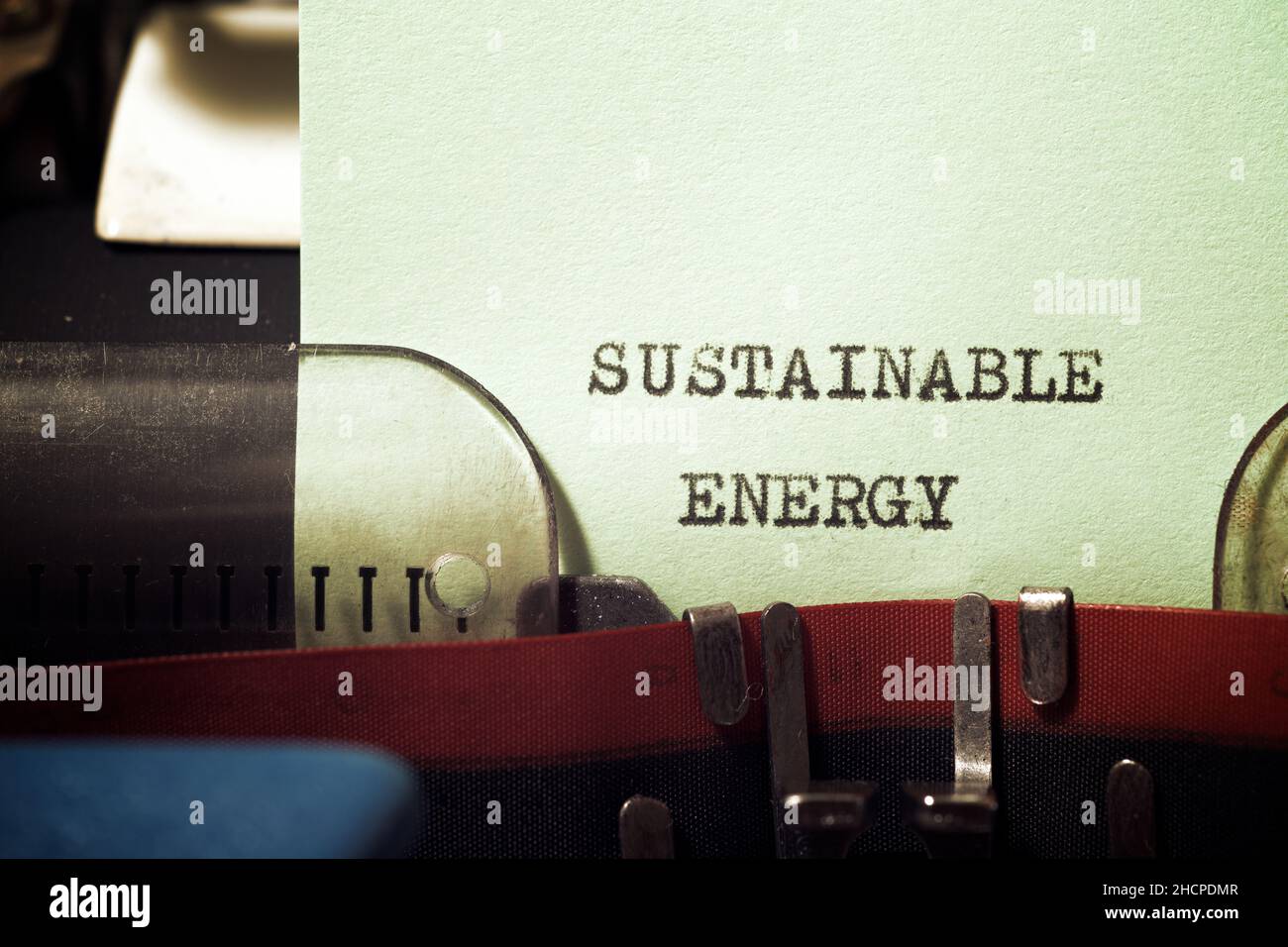 Sustainable energy text written with a typewriter Stock Photo - Alamy