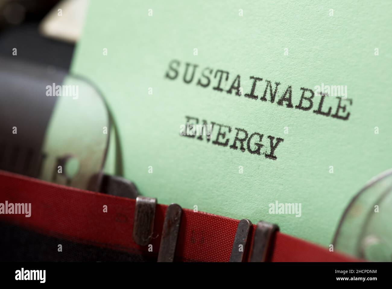 Sustainable energy text written with a typewriter Stock Photo - Alamy