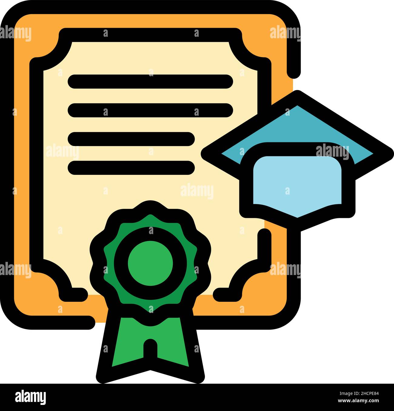 High degree diploma icon. Outline high degree diploma vector icon color ...