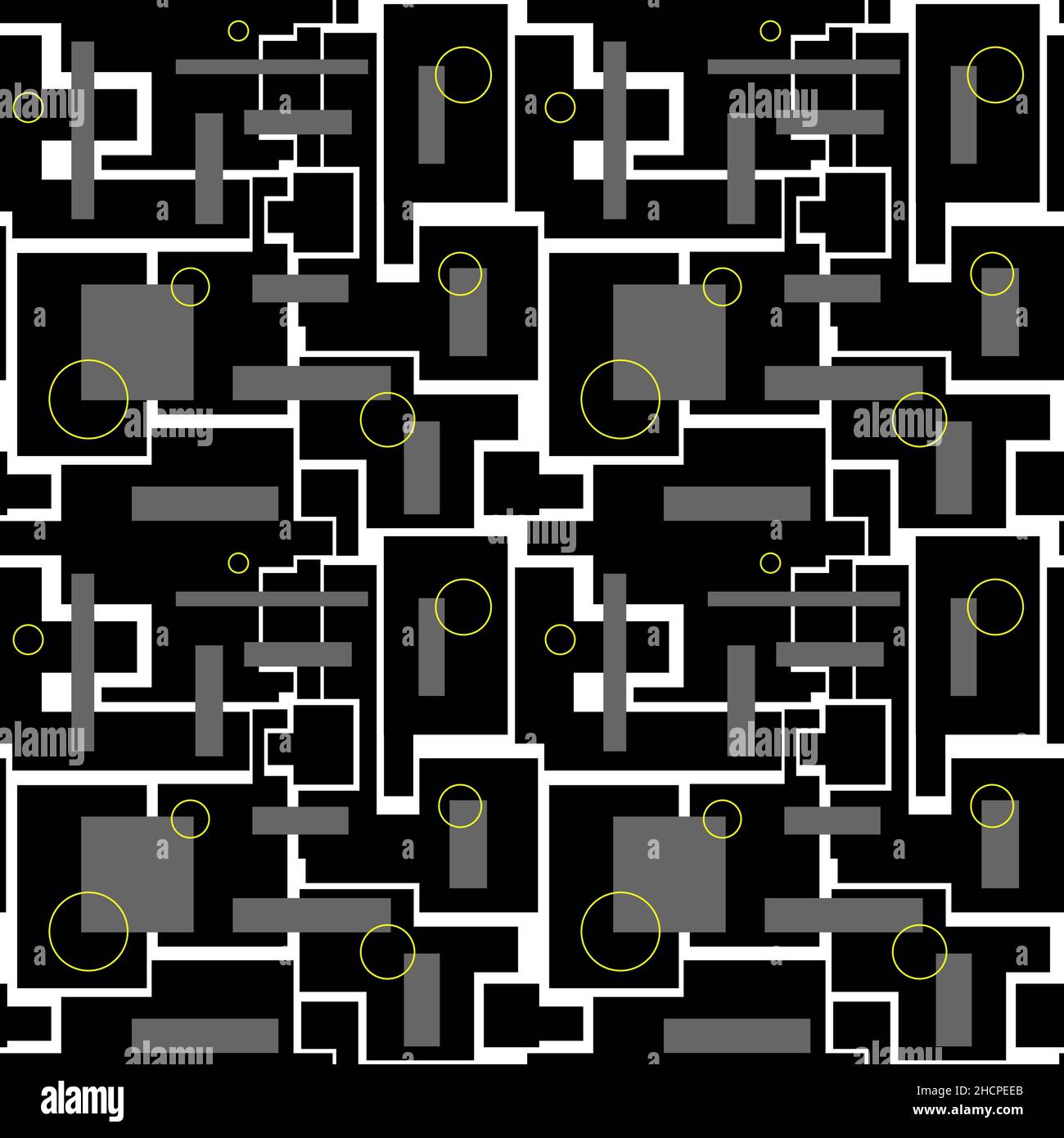 Abstract geometric seamless pattern. Black and gray blocks on white ...