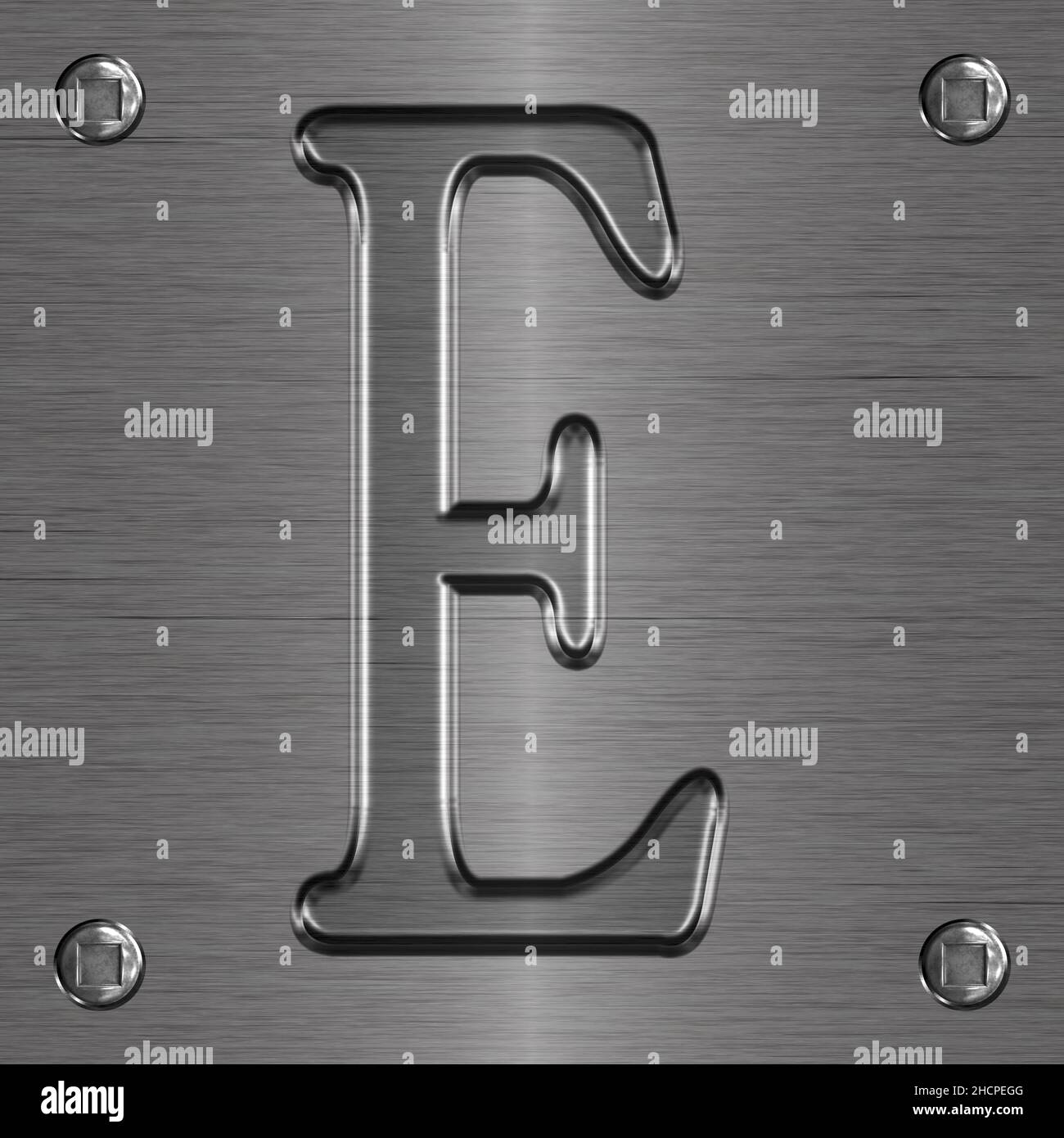 Monogram of uppercase character E , embossed Alu style Stock Photo - Alamy