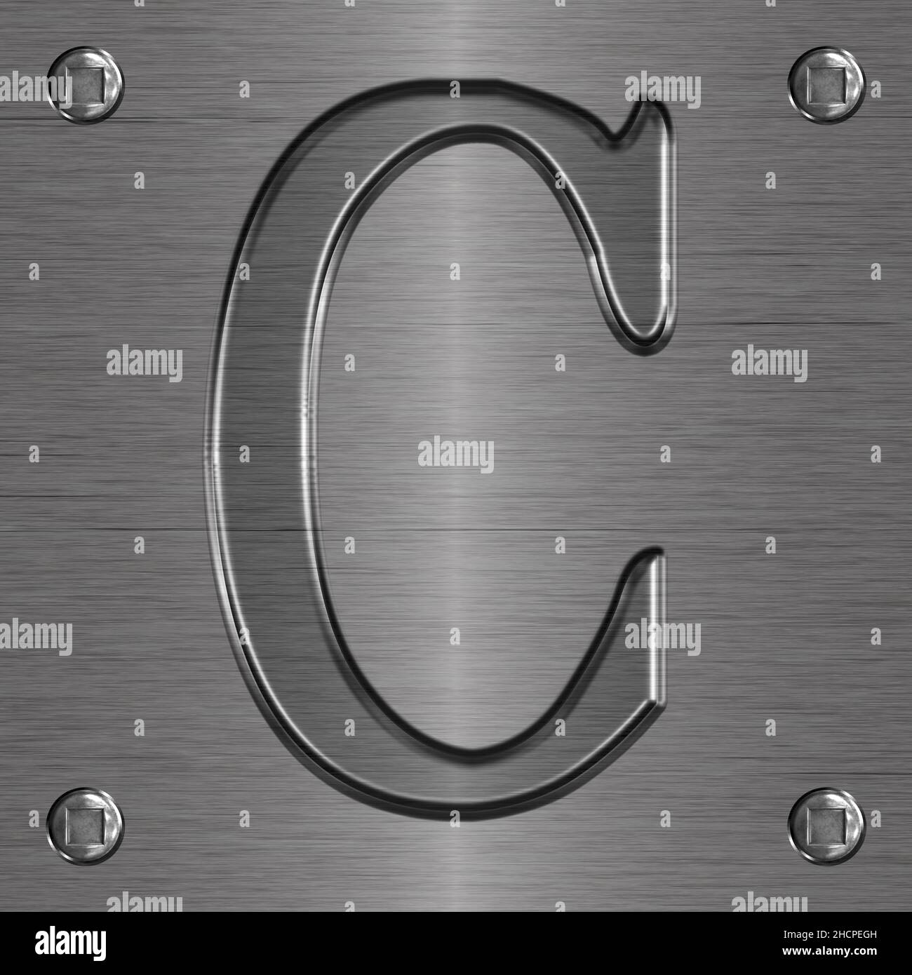 Monogram of uppercase character C , embossed Alu style Stock Photo - Alamy