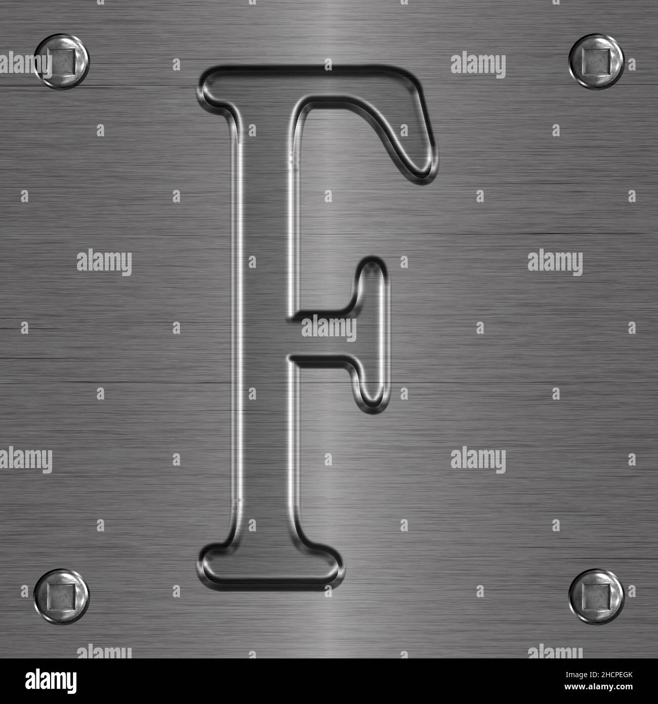 Monogram of uppercase character F , embossed Alu style Stock Photo - Alamy