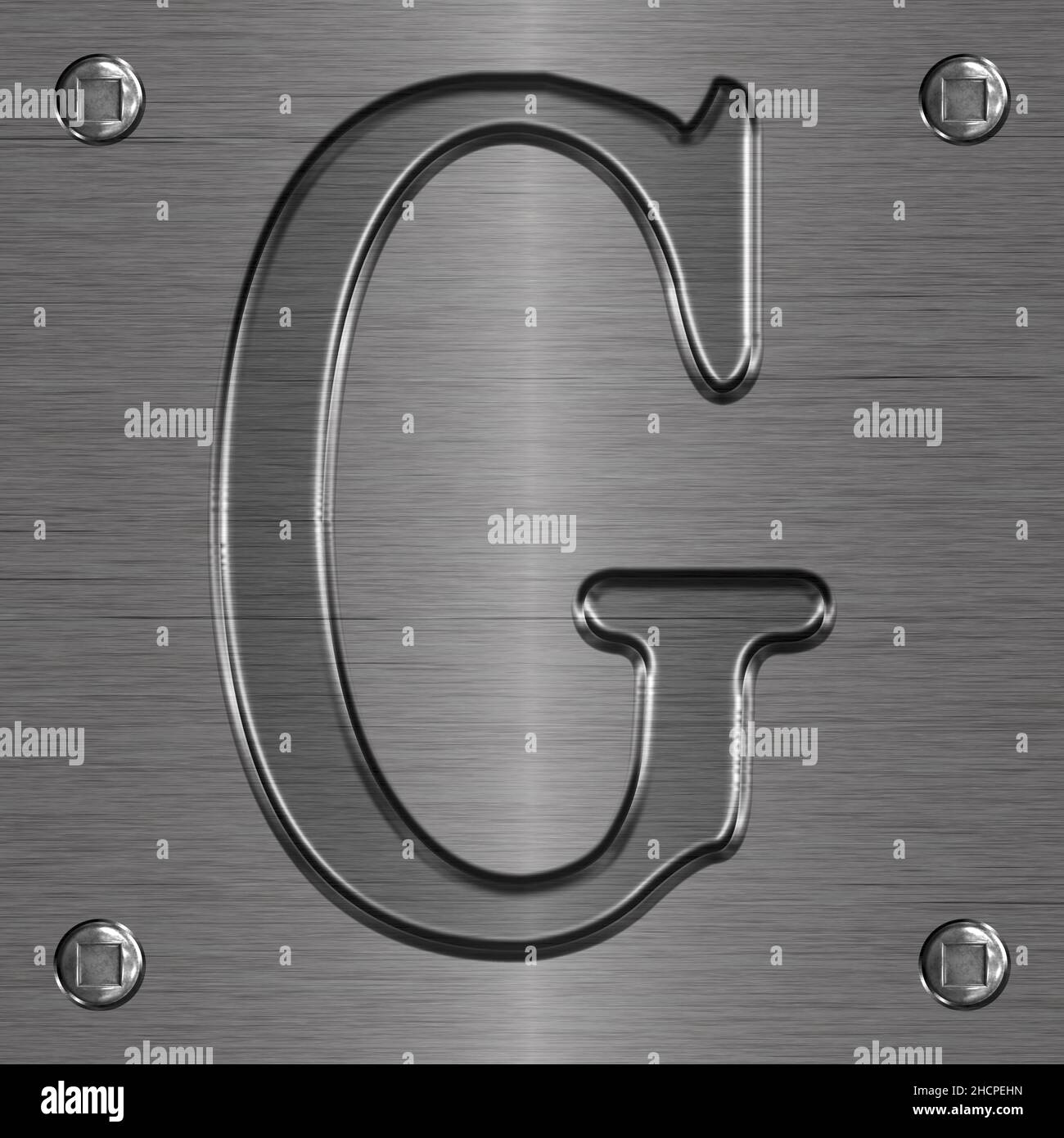 Monogram of uppercase character G , embossed Alu style Stock Photo - Alamy