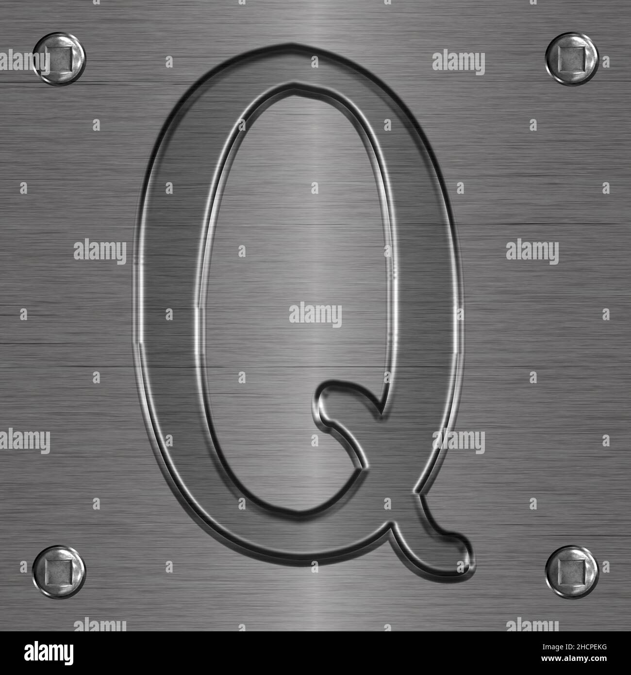 Monogram of uppercase character Q , embossed Alu style Stock Photo - Alamy