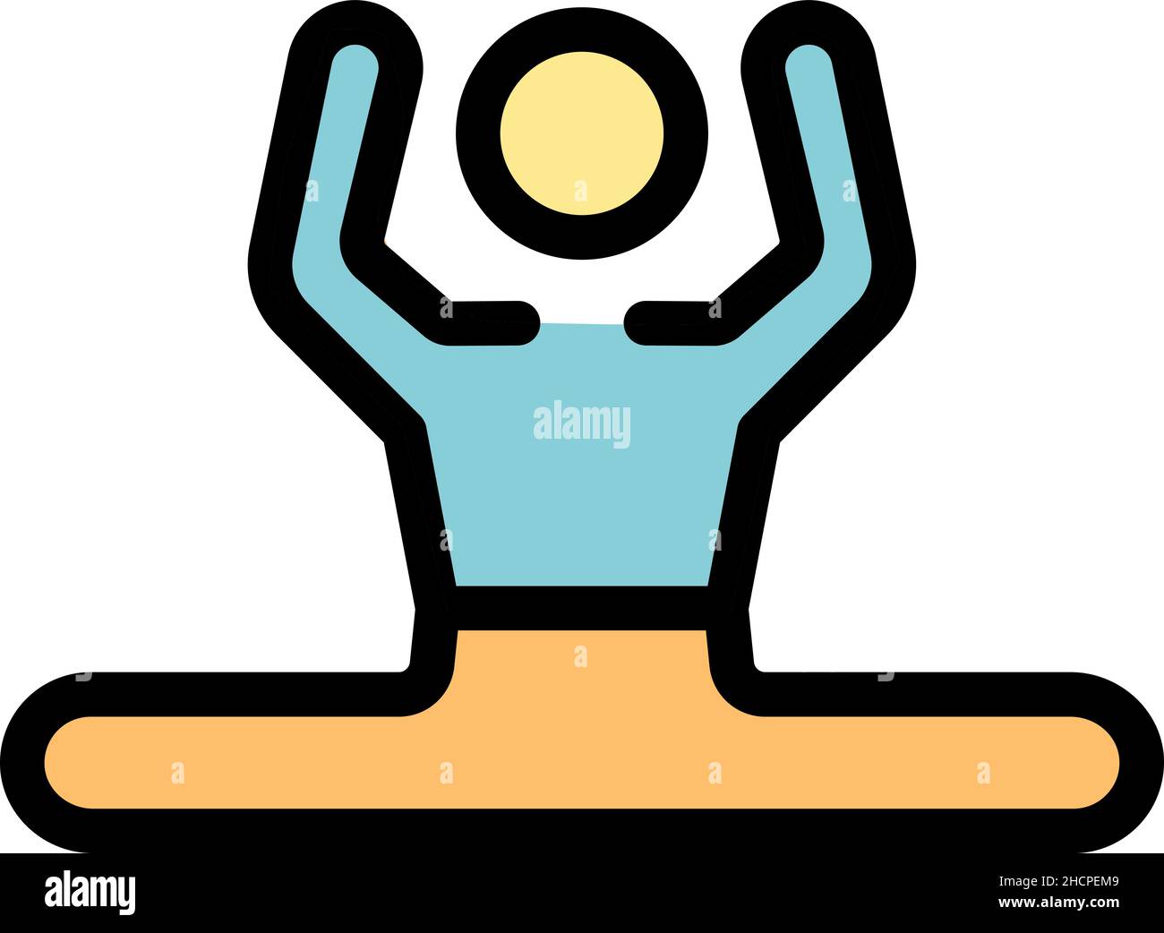 Gymnast man icon. Outline gymnast man vector icon color flat isolated ...