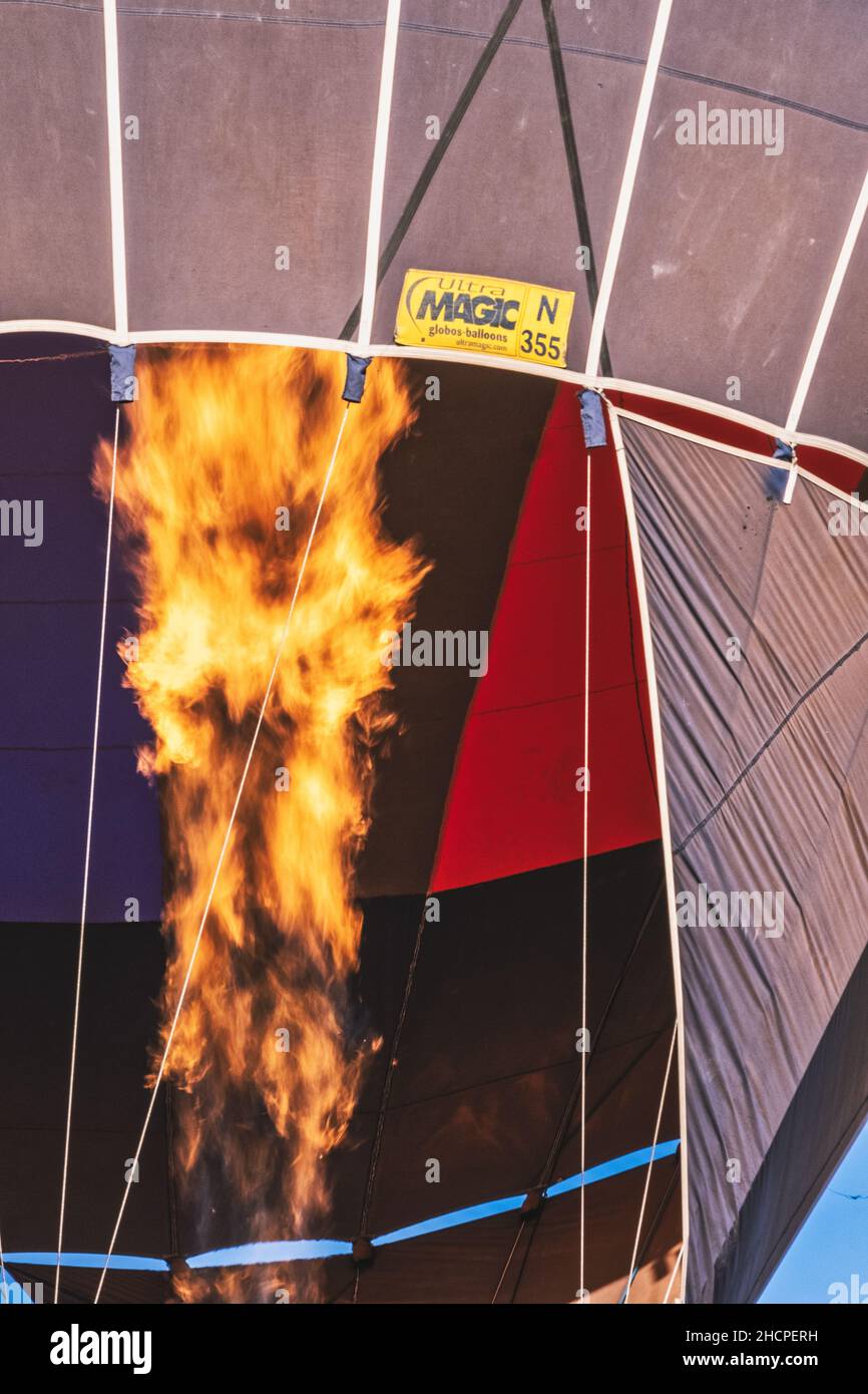 Burning interior of a hot air balloon Stock Photo - Alamy