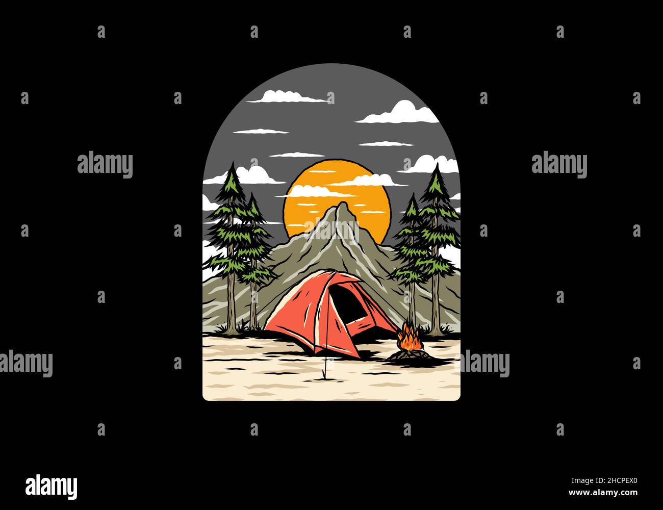 Mountain camping using dome tents design Stock Vector Image & Art - Alamy