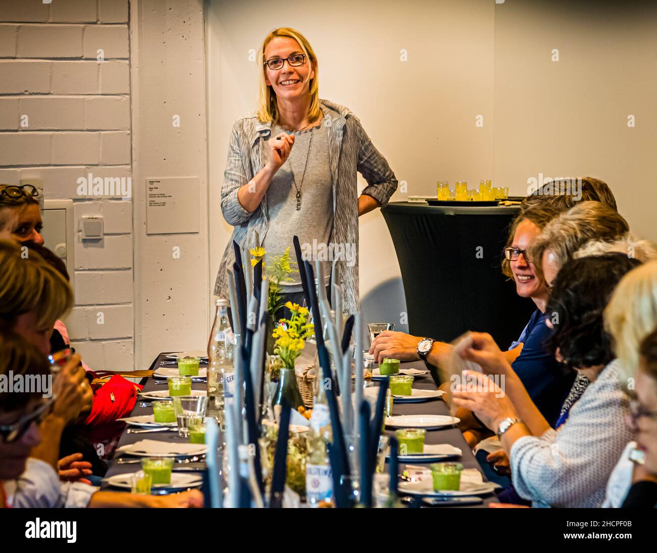 Food journalist Angela Berg at her event "Art and Culinary Work Stock ...