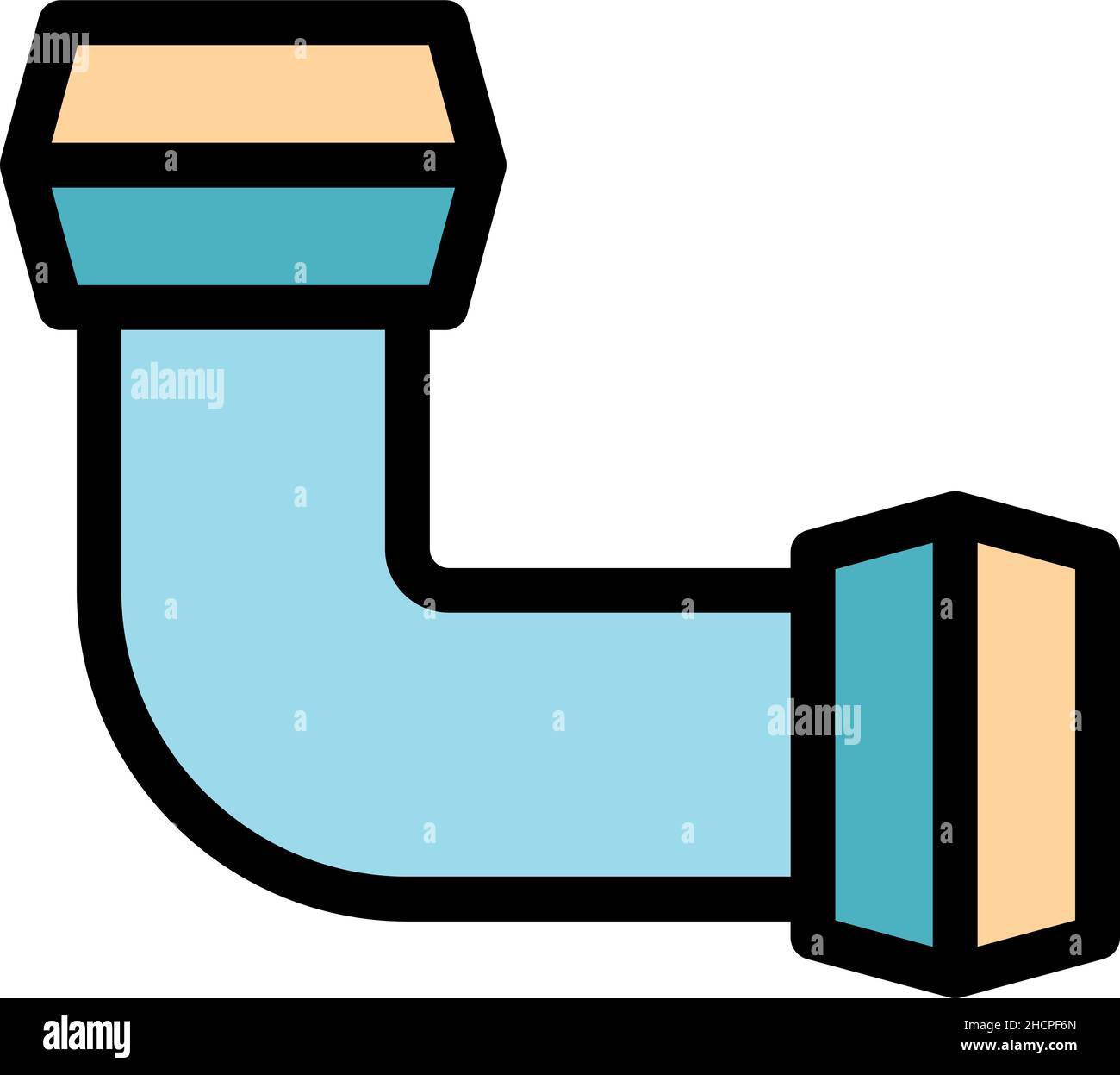 Pvc pipe icon. Outline pvc pipe vector icon color flat isolated Stock ...