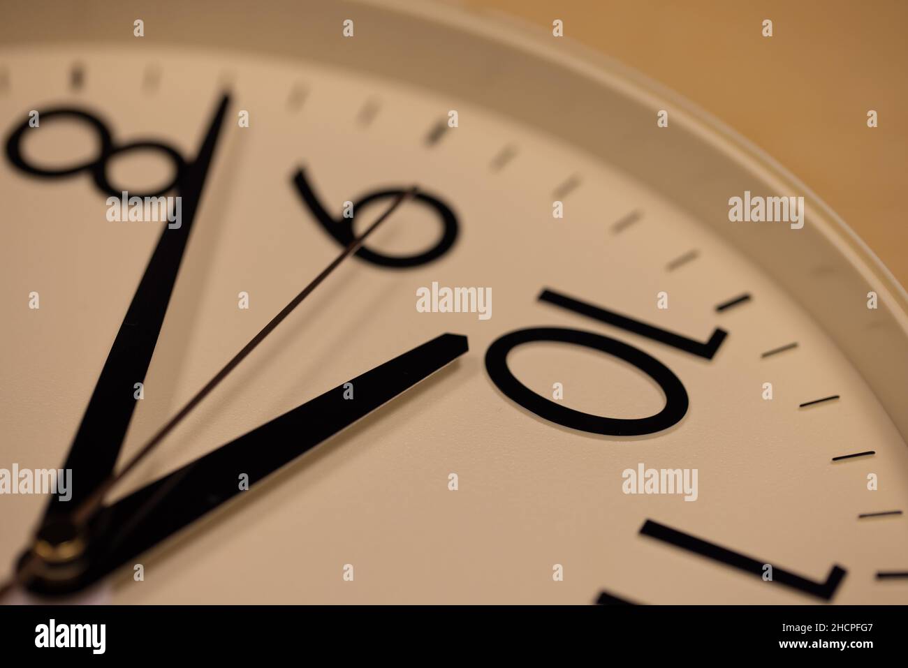 close up of modern Wall clock showing running time pointer, with ...