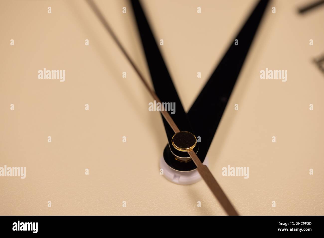 close up of modern Wall clock showing running time pointer, with ...