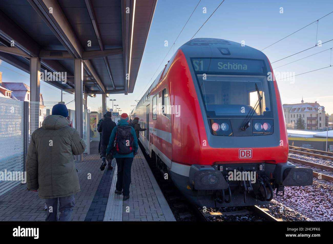 Dresden: S-Bahn train, passenger at platform, in , Sachsen, Saxony ...