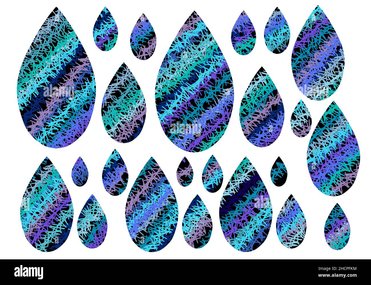 Set with coloured water rain drops for stickers and postcard and cards ...