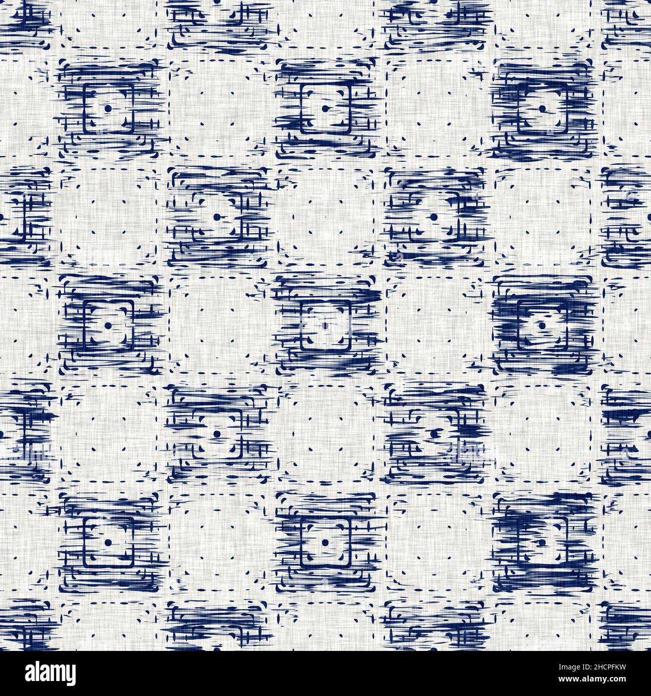 Indigo dyed fabric geo shape pattern texture. Seamless textile fashion ...