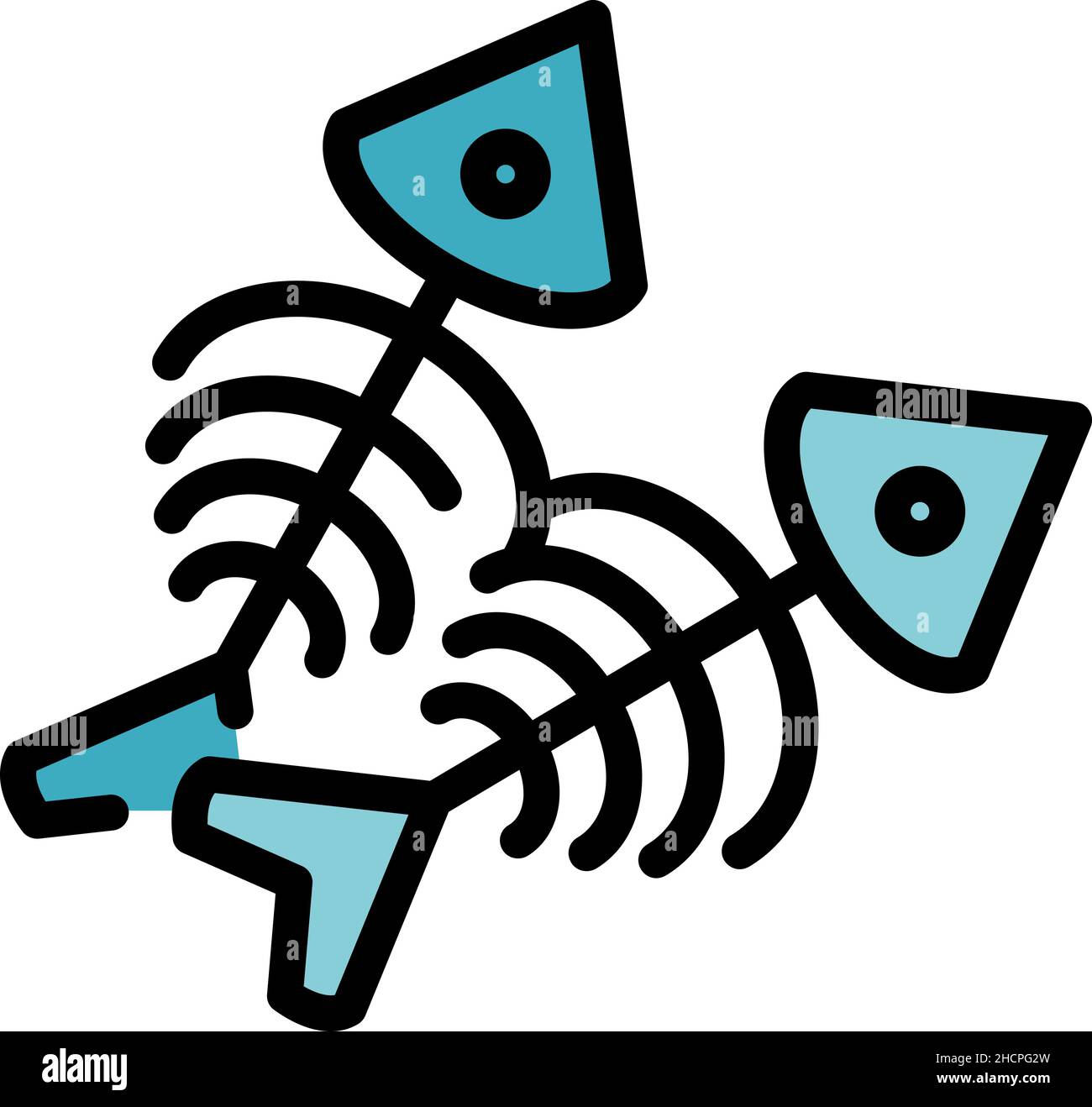 Fish waste icon. Outline fish waste vector icon color flat isolated ...