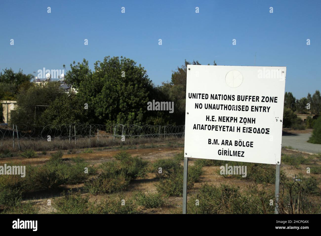 Information signs border crossing Ayios Dhometios, Nicosia, Northern ...
