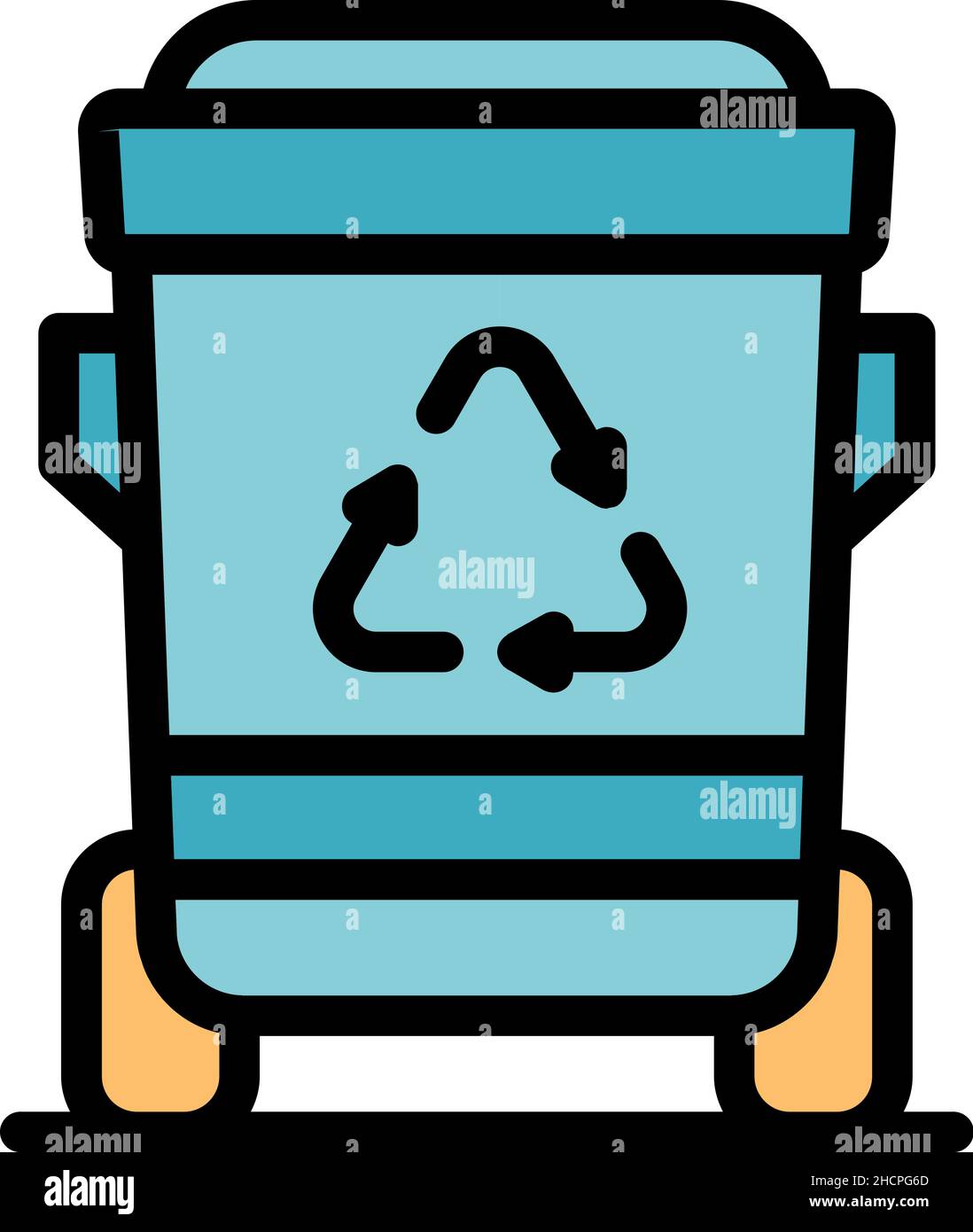 Recycle bin icon. Outline recycle bin vector icon color flat isolated ...