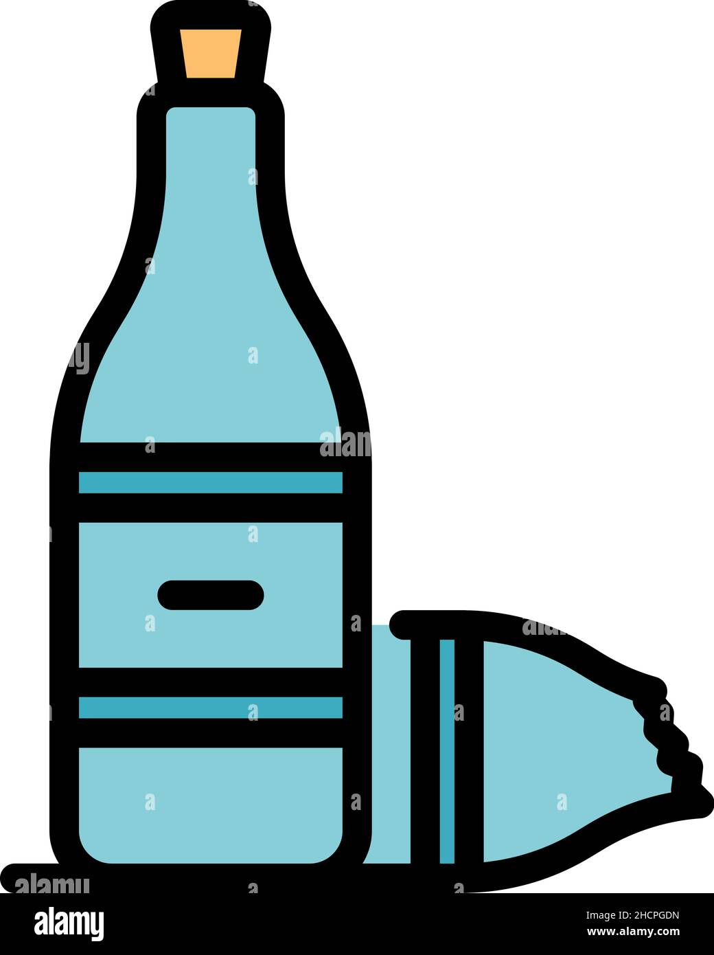 Glass bottle garbage icon. Outline glass bottle garbage vector icon ...