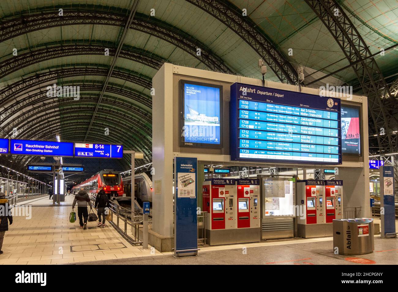 Dresden: main station Hauptbahnhof, trains, in , Sachsen, Saxony ...
