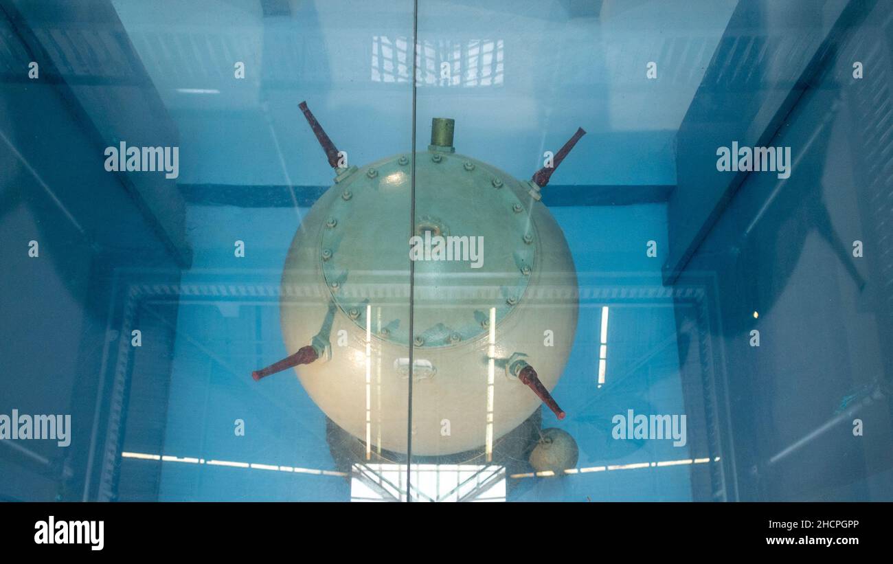 An old sea military mine in the Naval and Oceanographic Museum which is ...
