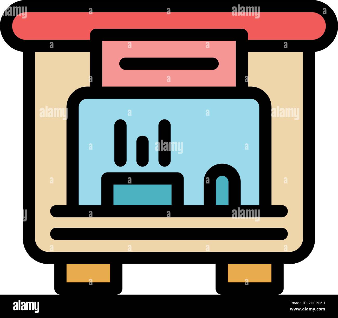Hot dog cart icon. Outline hot dog cart vector icon color flat isolated ...