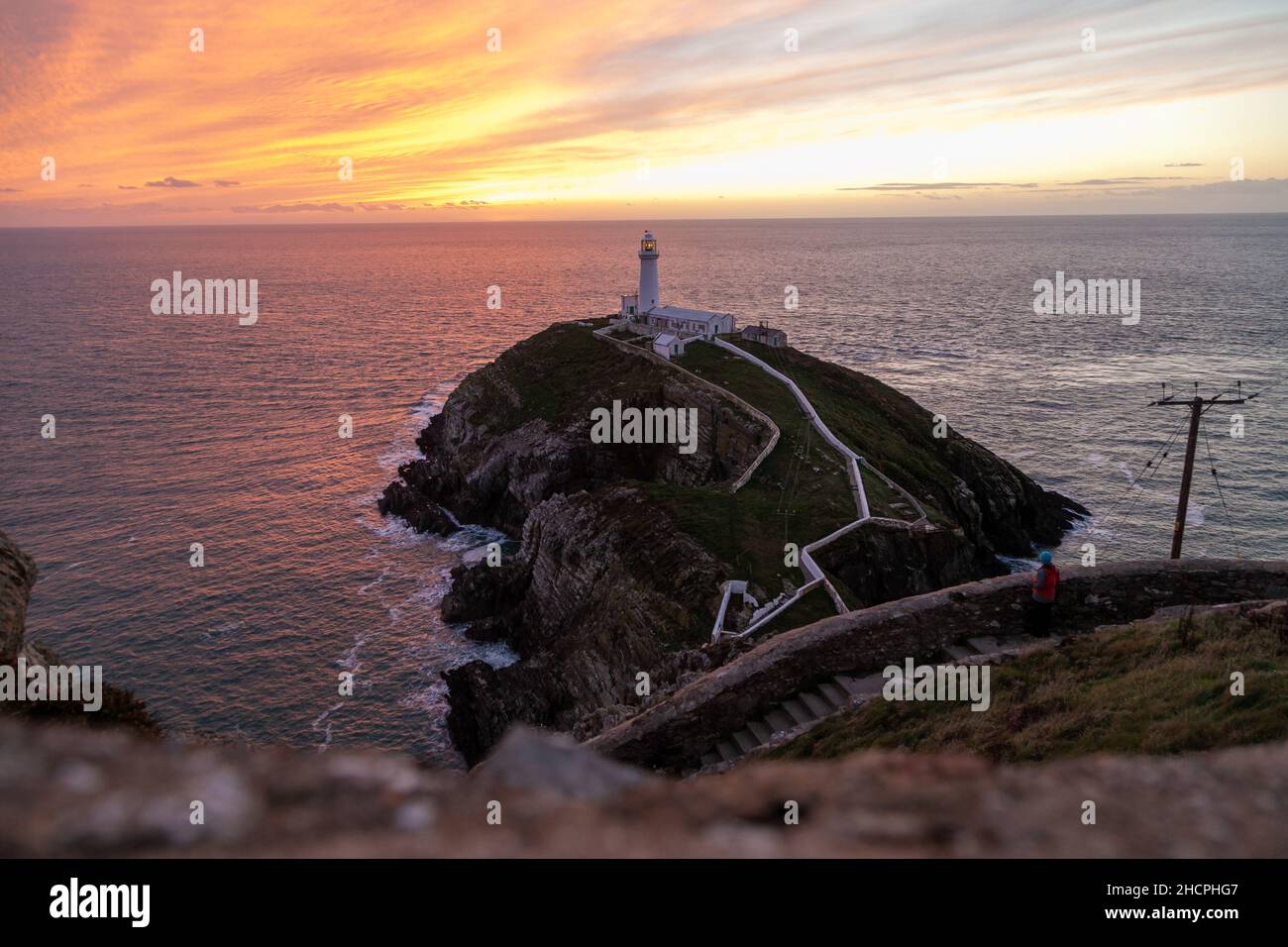 South Stack Lighthouse at sunset ,Holy Island, Anglesey, Wales Stock ...