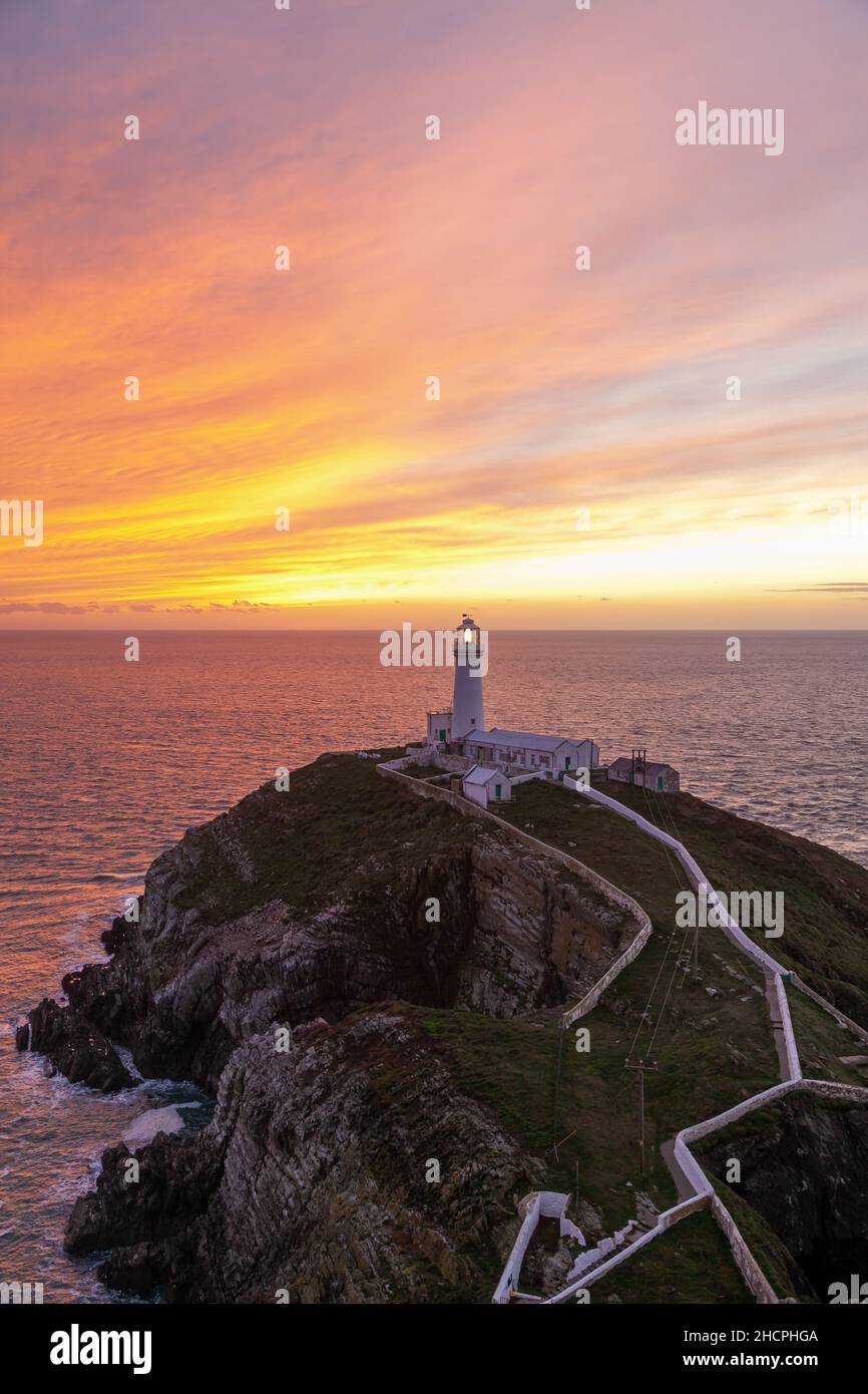 South Stack Lighthouse at sunset ,Holy Island, Anglesey, Wales Stock ...