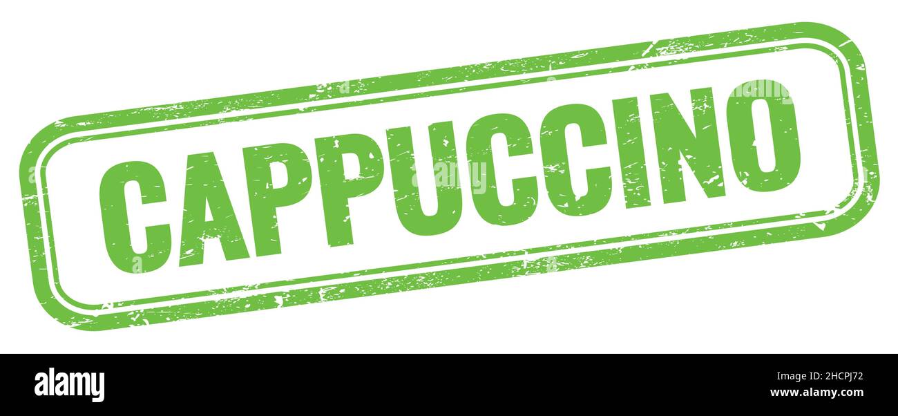 CAPPUCCINO text on green grungy vintage rectangle stamp Stock Photo - Alamy
