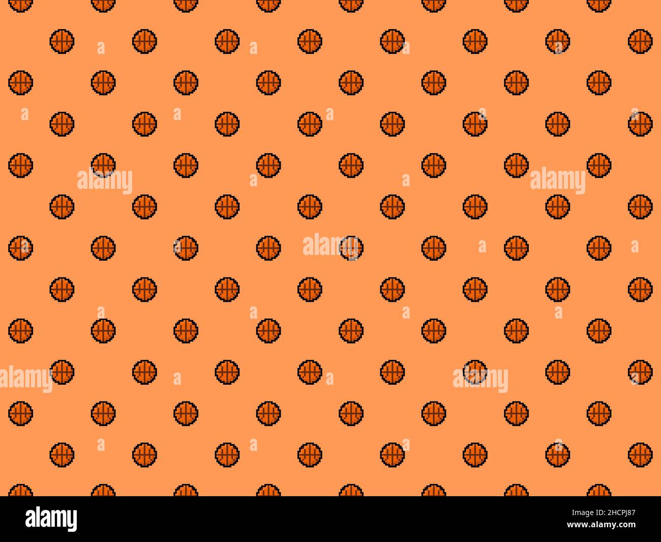 Pixel 8 bit basketball background - high res seamless pattern Stock ...