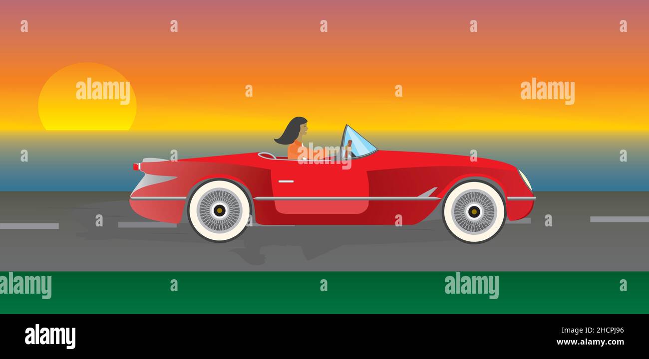Woman driving car in Stock Vector Images - Alamy