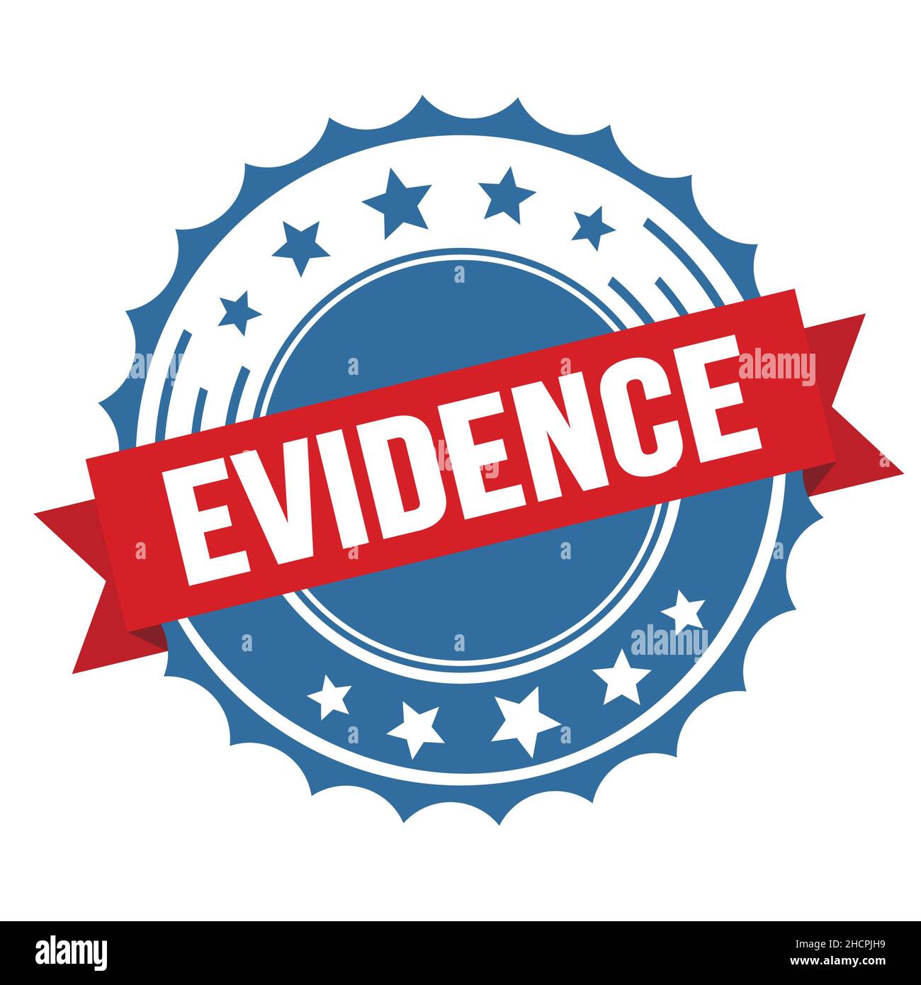 EVIDENCE text on red blue ribbon badge stamp Stock Photo - Alamy