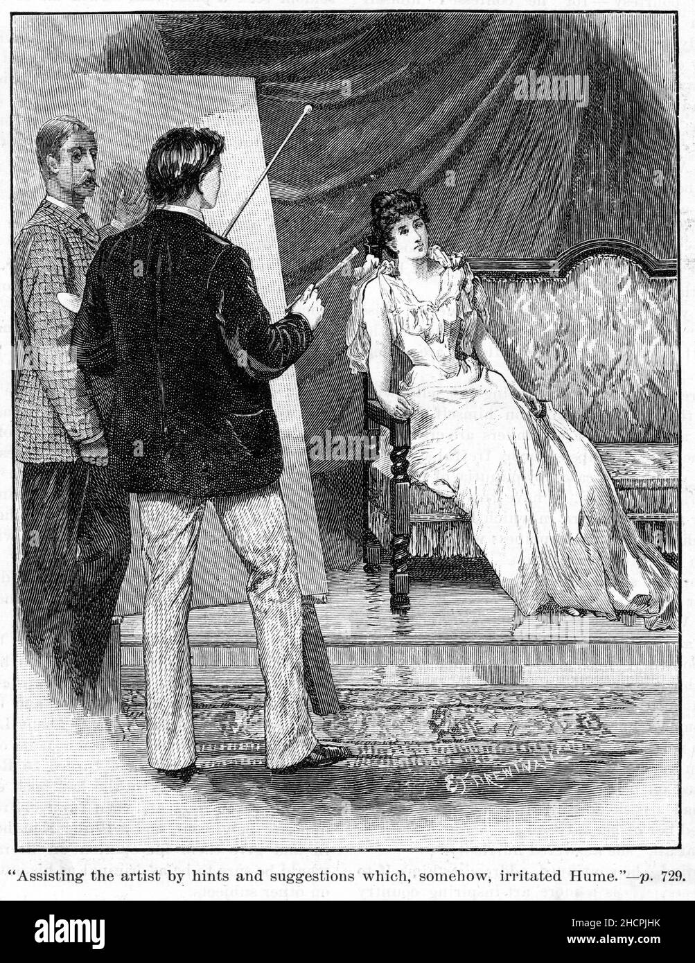 Engraving of a man painting a woman's portrait, published 1892 Stock ...
