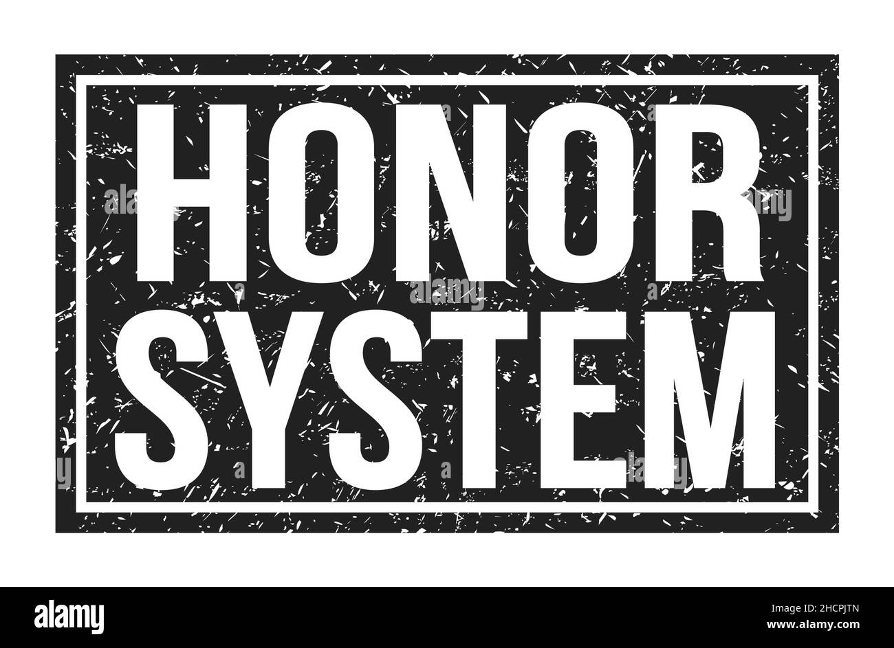 HONOR SYSTEM, words written on black rectangle stamp sign Stock Photo ...