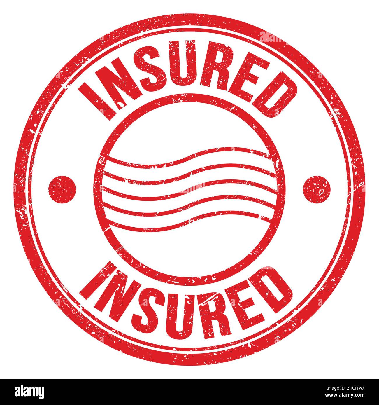 INSURED word written on red round postal stamp sign Stock Photo - Alamy