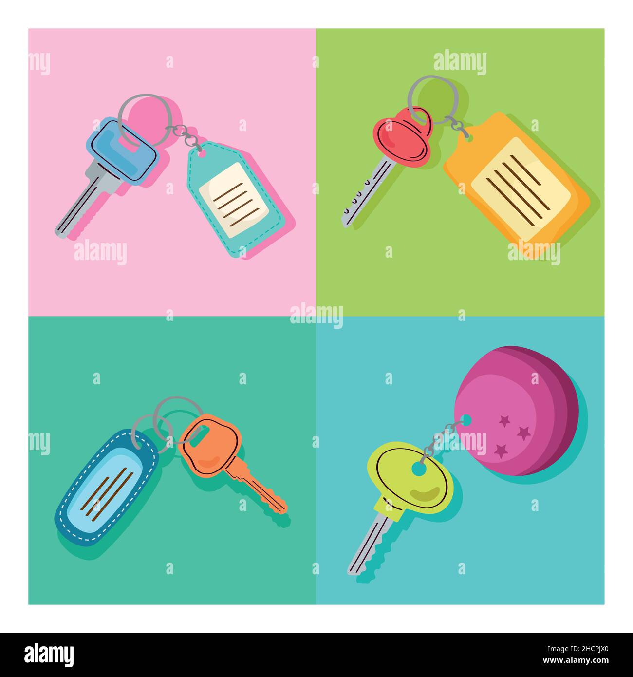 set of keys with keychains Stock Vector Image & Art - Alamy
