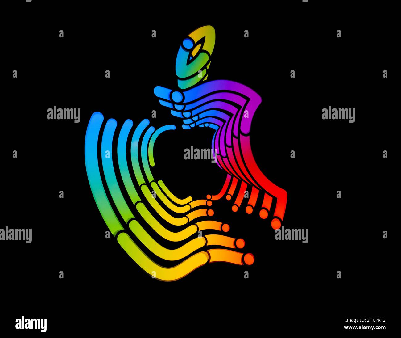 Apple Inc. logo on black background editorial. Illustrative photo for ...