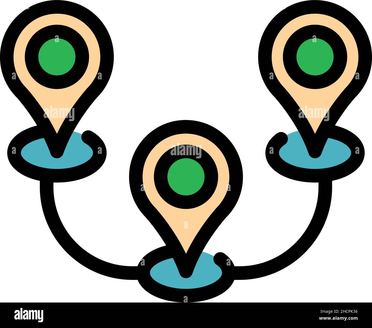 Points itinerary icon. Outline points itinerary vector icon color flat ...