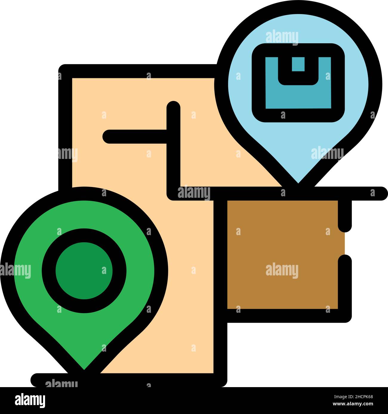 Guide itinerary icon. Outline guide itinerary vector icon color flat ...