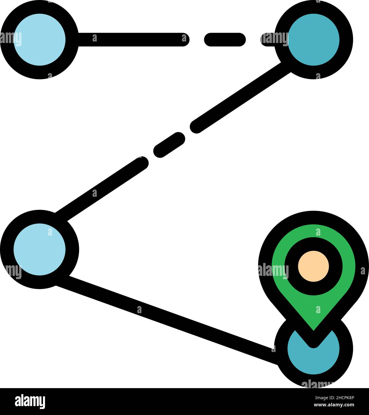 Distance itinerary icon. Outline distance itinerary vector icon color ...