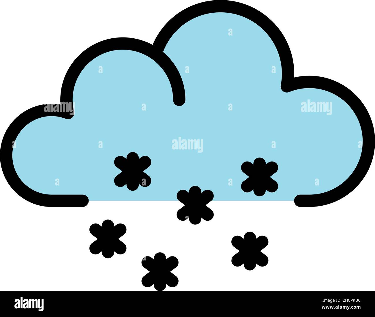 Snow cloud icon. Outline snow cloud vector icon color flat isolated ...
