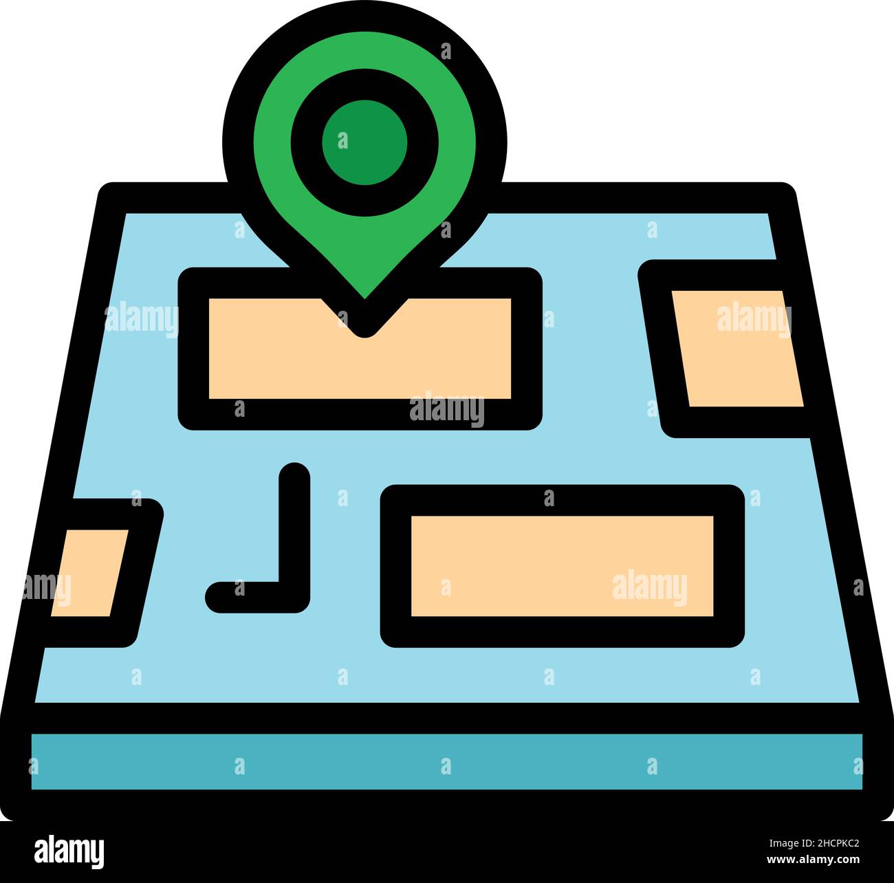 Map gps pin icon. Outline map gps pin vector icon color flat isolated ...