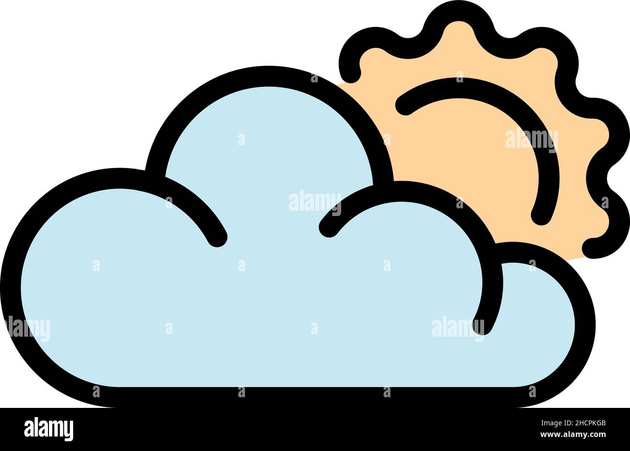 Sun in clouds icon. Outline sun in clouds vector icon color flat ...