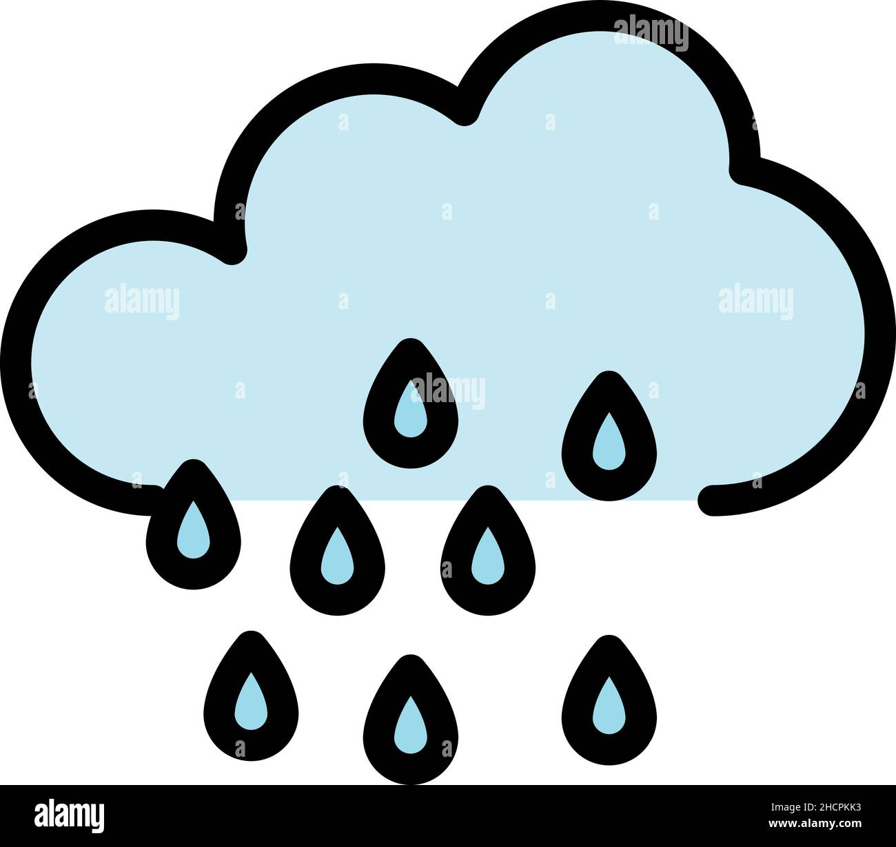 Rain drops cloud icon. Outline rain drops cloud vector icon color flat ...