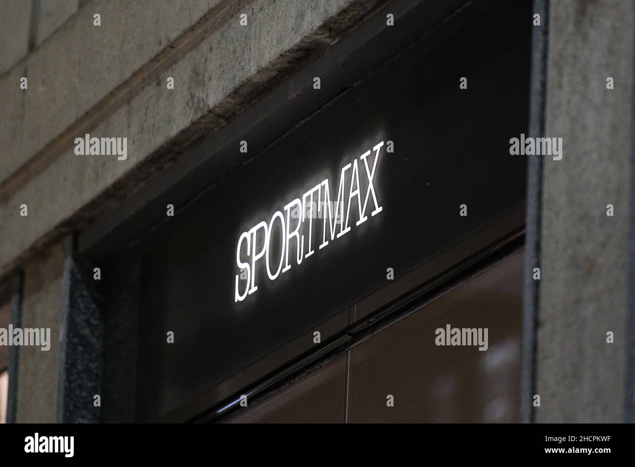 Milan, Italy - September 24, 2021: Sportmax logo displayed on a facade ...
