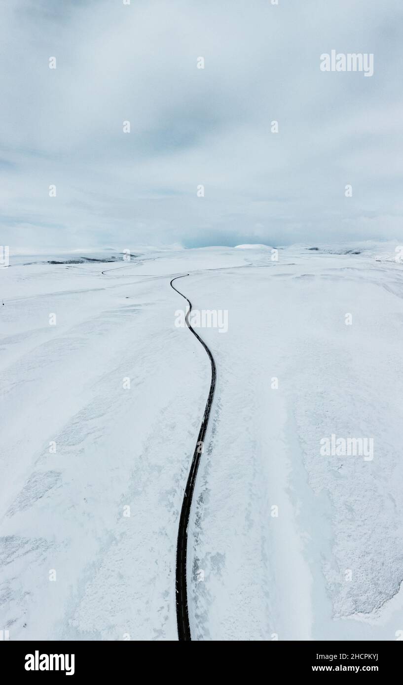 Car evening snow country road hi-res stock photography and images - Alamy