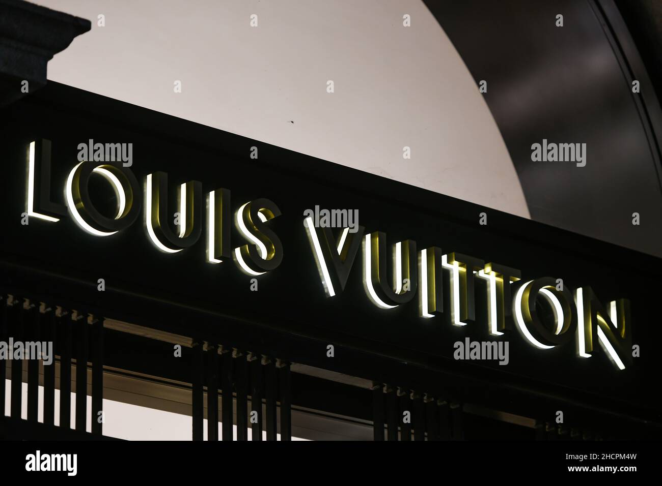 Milan, Italy - September 24, 2021: Louis Vuitton logo displayed on a ...